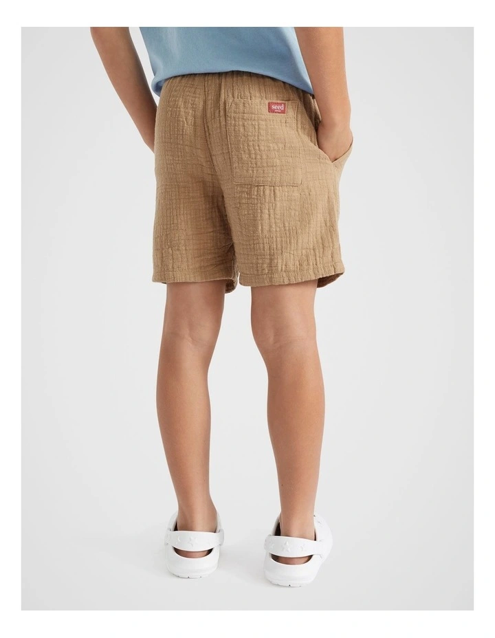 Seed Heritage Cheesecloth Short in Brown | MYER