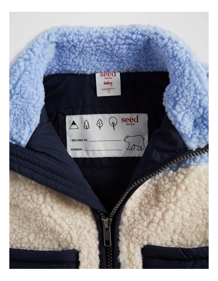 Seed Heritage Spliced Teddy Vest in Multi | MYER