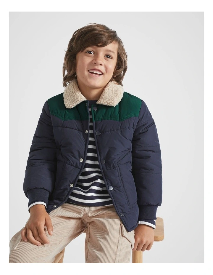 Seed Heritage Teddy Collar Jacket in Midnight Blue | MYER