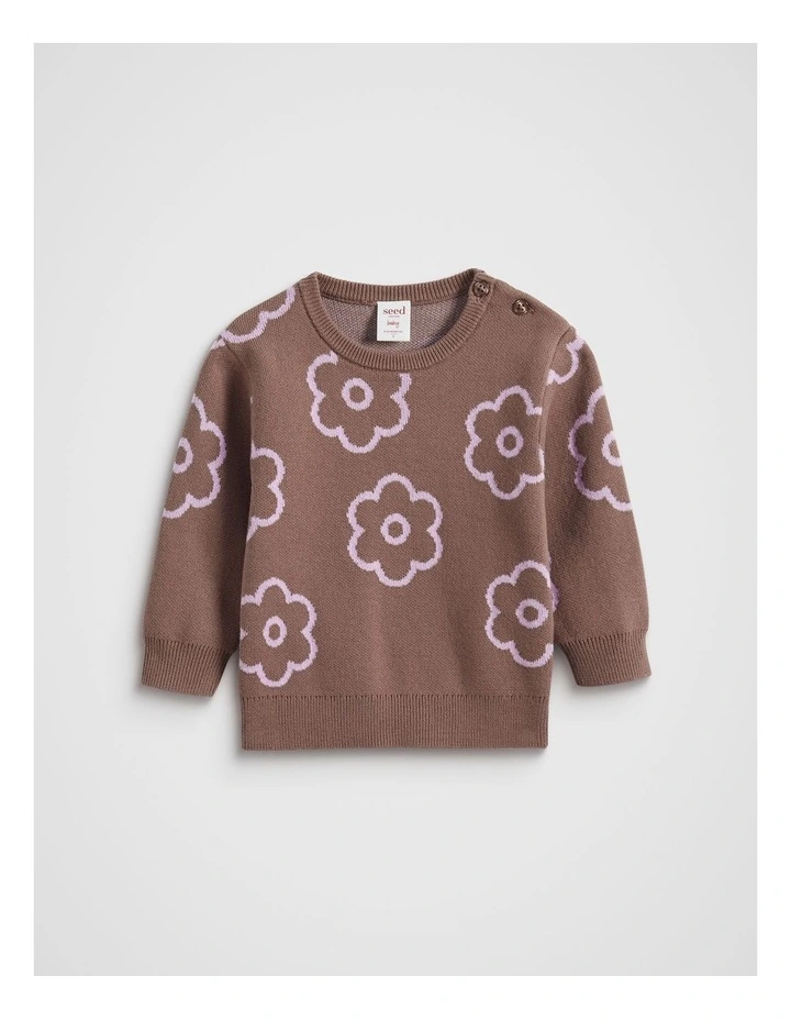Seed Heritage Flower Knit Sweater in Cocoa | MYER