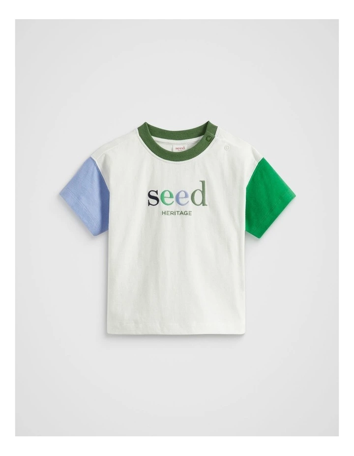 Seed Heritage Colourblock Logo Tee In Canvas | MYER