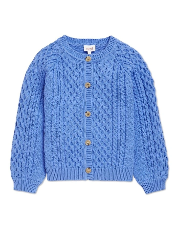 Seed Heritage Cable Knit Cardi in Blue | MYER