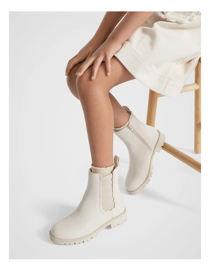 Seed Heritage Scallop Gusset Boot in Creme | MYER