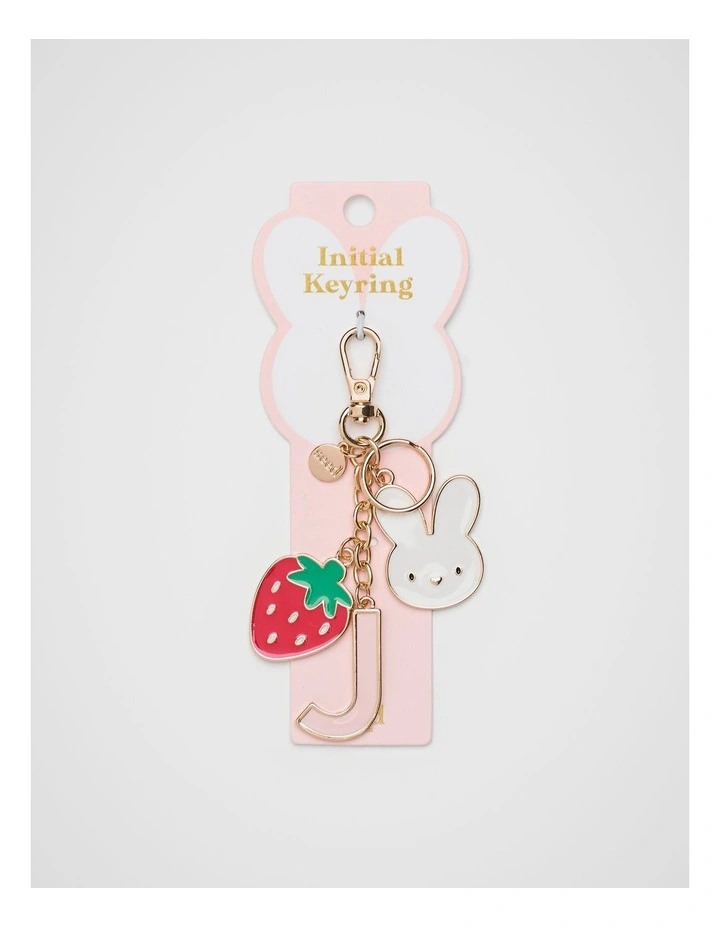 Seed Heritage Bunny Initial Charm Keyring in Multi | MYER