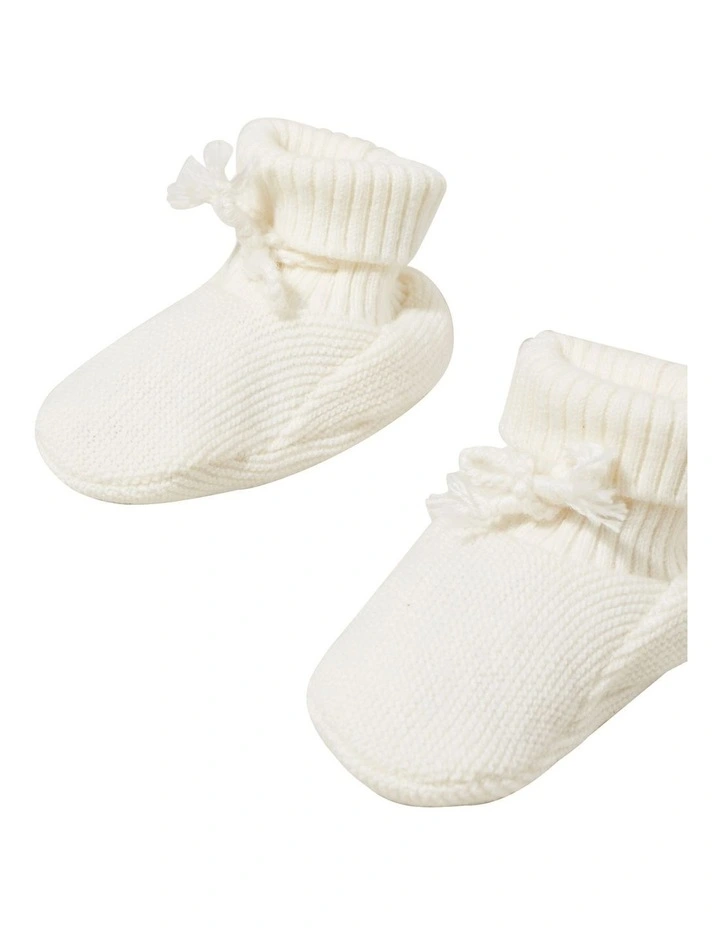 Seed Heritage Core Knitted Booties in Canvas | MYER