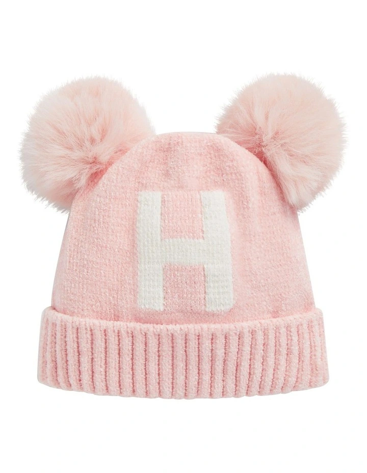 Seed Heritage Chenille Initial "H" Beanie in Pink | MYER