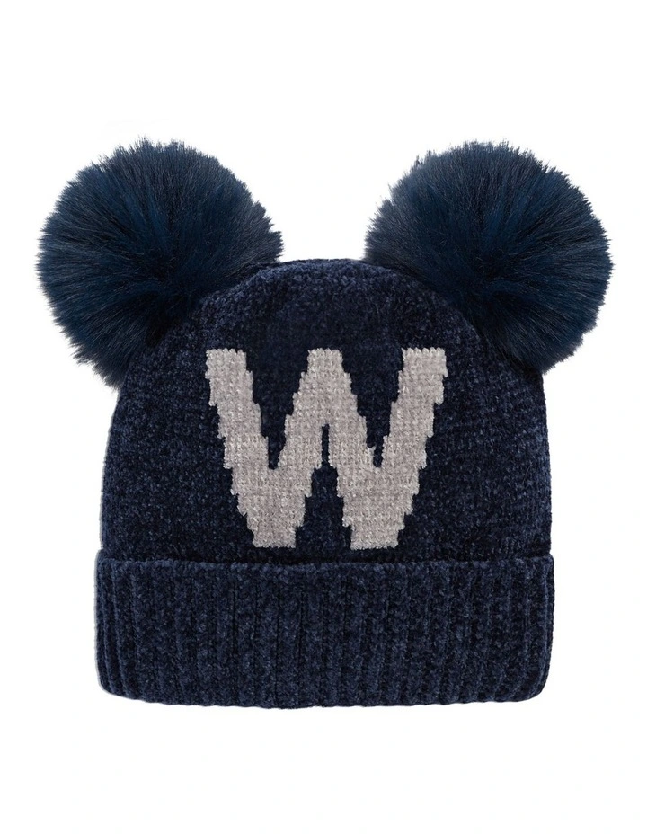 Seed Heritage Chenille Initial "W" Beanie in Navy | MYER