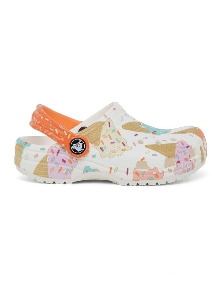 Crocs Classic Ice Cream Clog Youth Beach Sandals In White | MYER