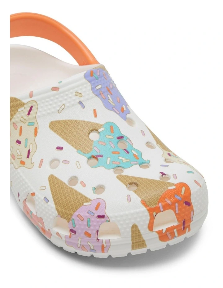Crocs Classic Ice Cream Clog Youth Beach Sandals In White | MYER