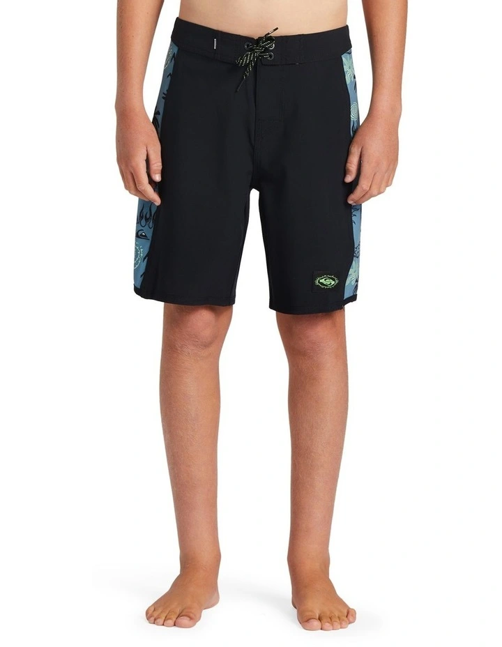 Quiksilver Surf Silk Radical Scallop 16 Boardshorts in Black | MYER