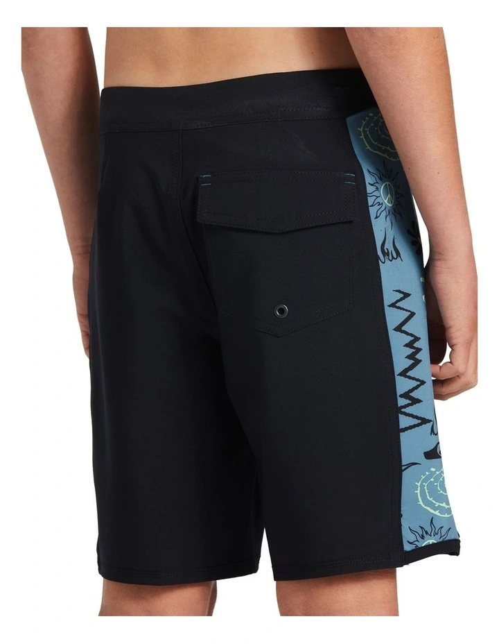 Quiksilver Surf Silk Radical Scallop 16 Boardshorts in Black | MYER