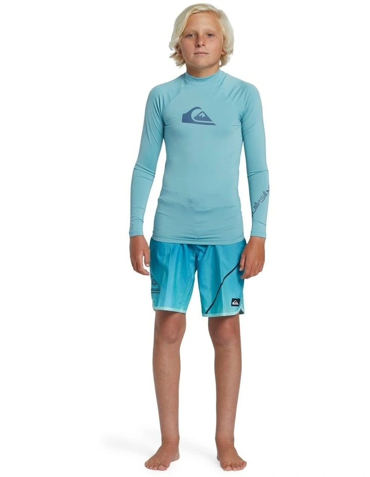 Quiksilver All Time Long Sleeve UPF 50 Rash Vest in Reef Waters | MYER