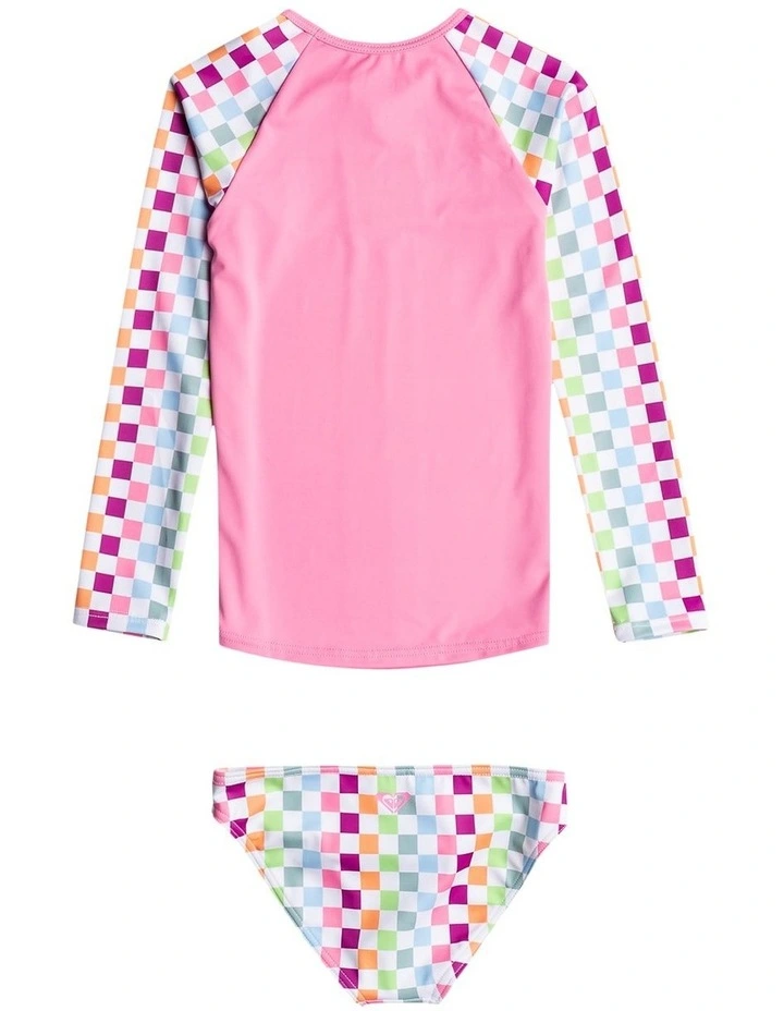 Roxy Rainbow Long Sleeve Rash Vest Set in Bright White Check | MYER