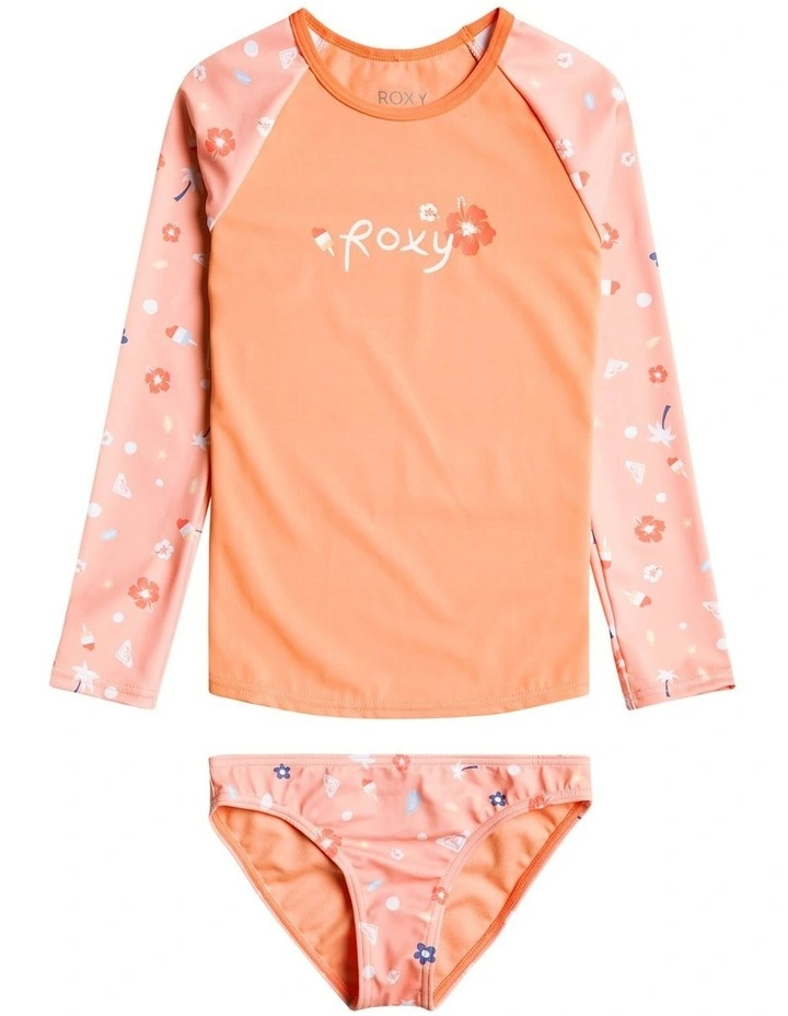 Roxy Have Fun First Long Sleeve Rash Vest Set in Pink | MYER