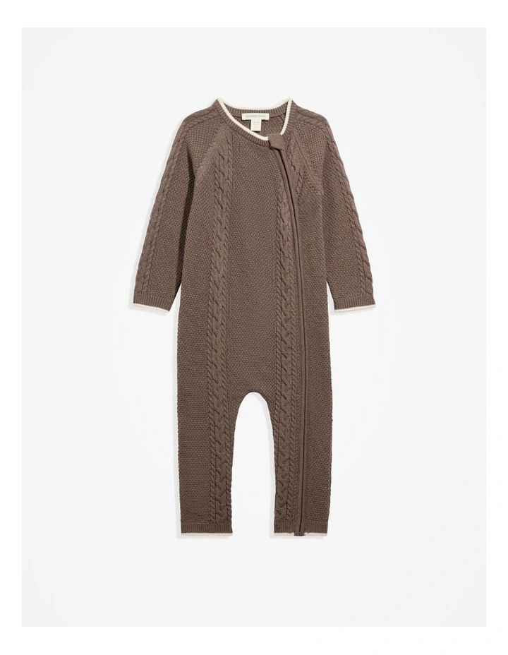 Country Road Cable Knit Jumpsuit in Chocolate | MYER