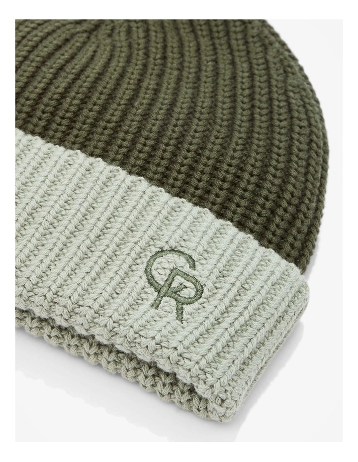 Country Road Block Knit Beanie in Khaki | MYER