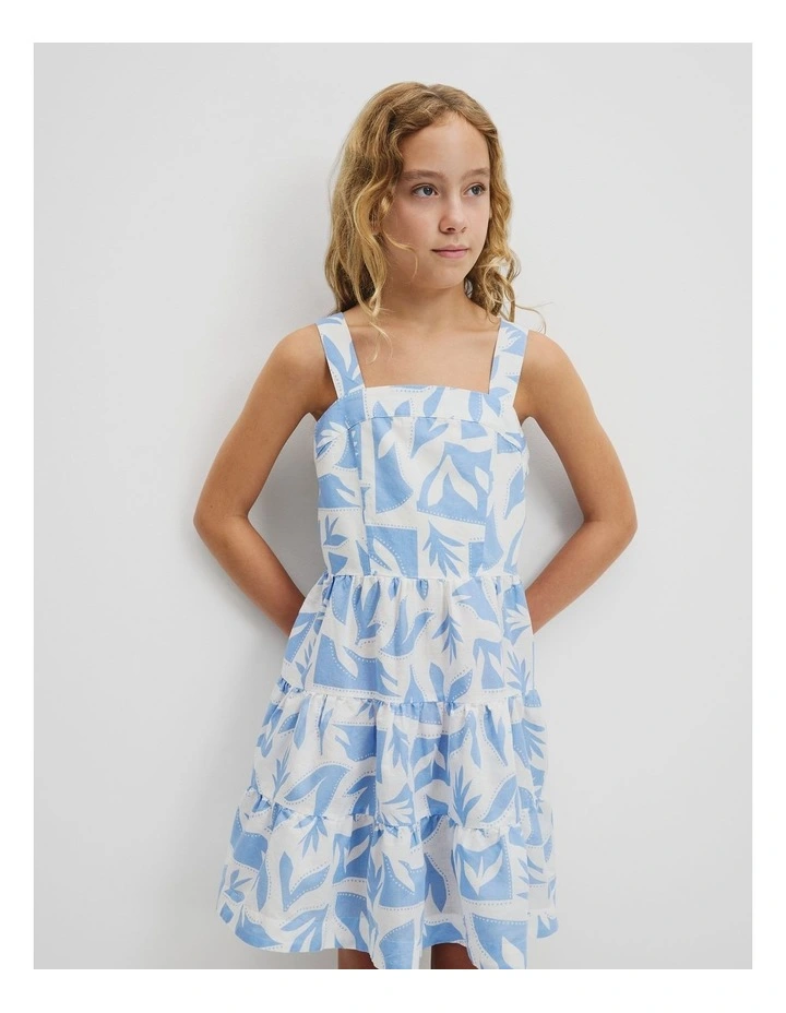 Country Road Teen Abstract Tier Mini Dress in Abstract Blue MYER