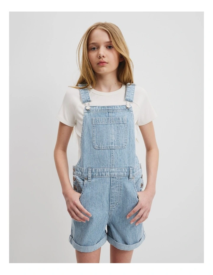 Country Road Teen Denim Short Overall in Navy Stripe | MYER