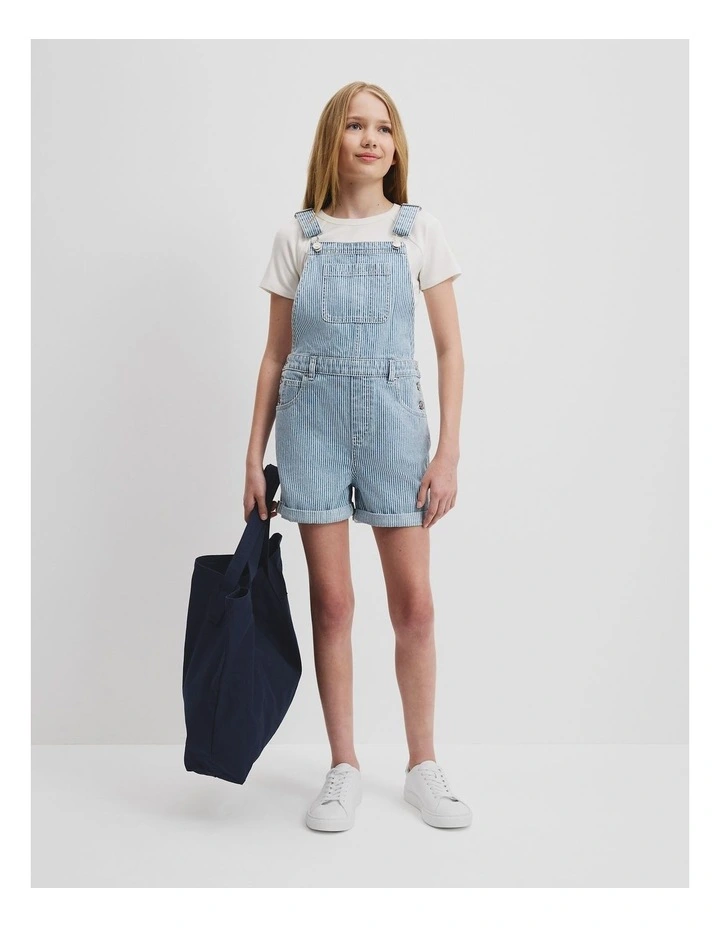 Country Road Teen Denim Short Overall in Navy Stripe | MYER