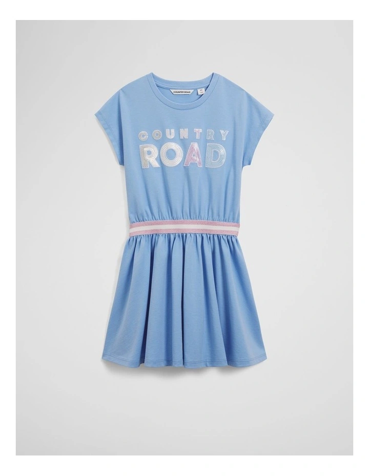Country Road Organically Grown Cotton Logo T-shirt Dress in Arctic Blue | MYER