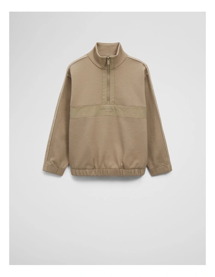 Country Road Organically Grown Cotton Waffle Splice Sweat in Almond | MYER