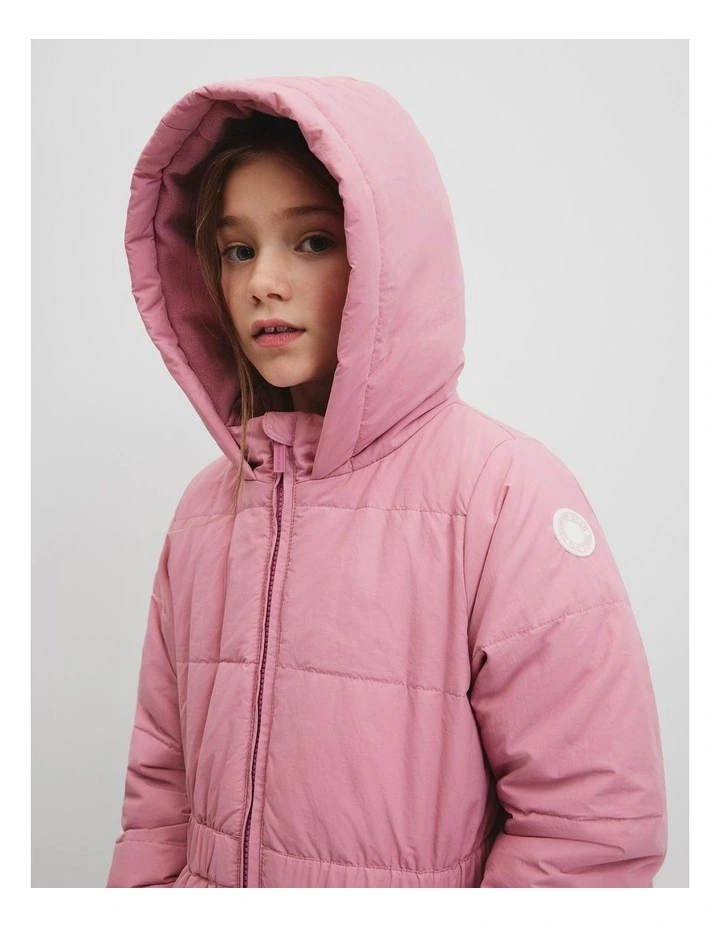 Country Road Longline Hood Puffer in Berry | MYER