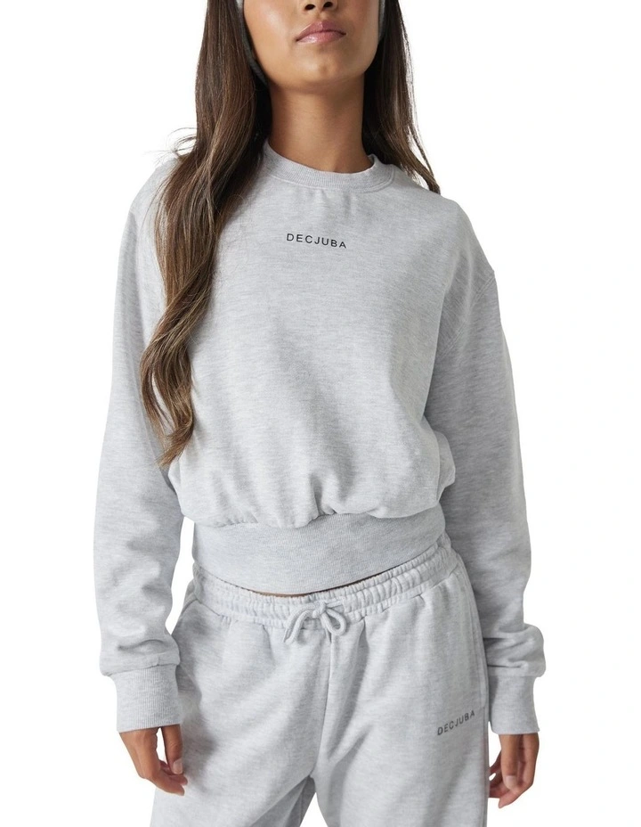 Decjuba Kids Logo Oversized Crop Top in Grey Marle | MYER