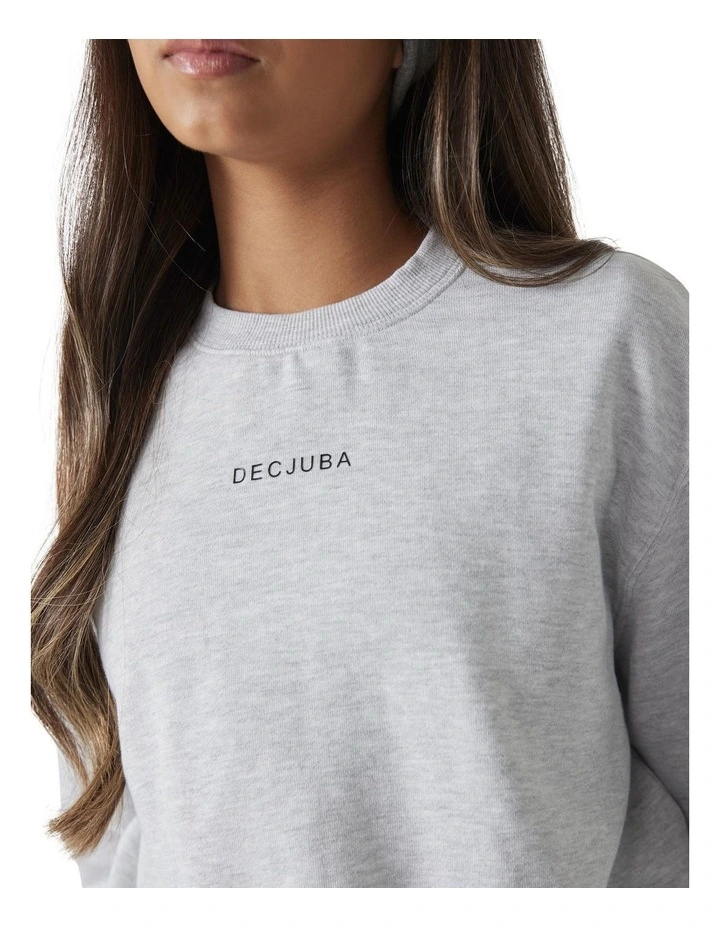 Decjuba Kids Logo Oversized Crop Top in Grey Marle | MYER