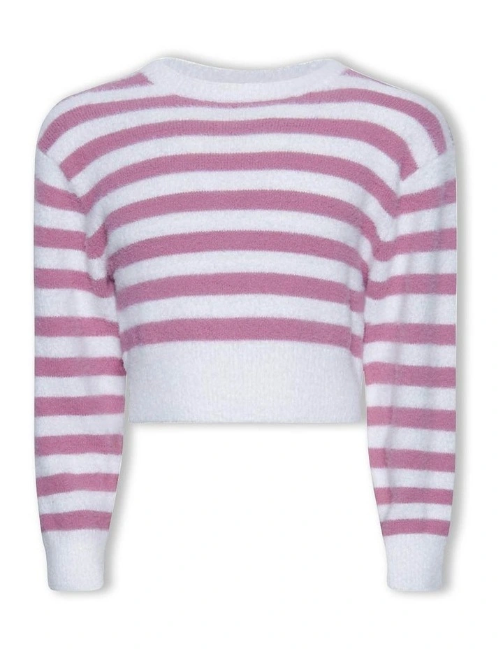 Decjuba Kids Stripe Crop Knit Jumper In Pink MYER