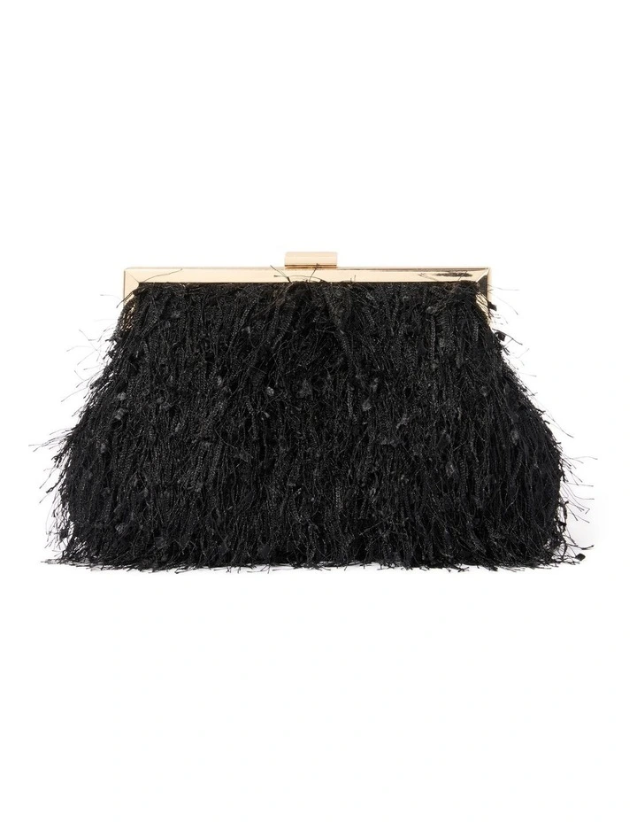 Forever New Francis Fluffy Frame Signature Clutch in Black | MYER