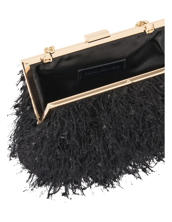 Forever New Francis Fluffy Frame Signature Clutch in Black | MYER