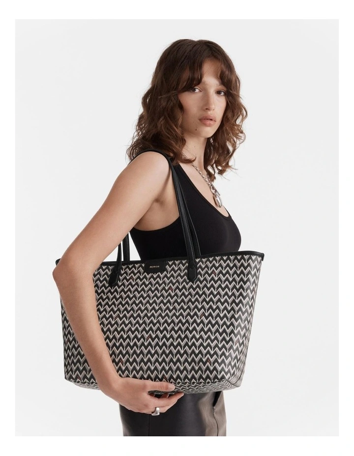 Mimco Geo Tote Bag in Black Light Gold | MYER