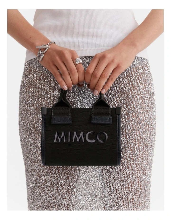 Mimco Patch Micro Tote Bag in Black Gunmetal | MYER