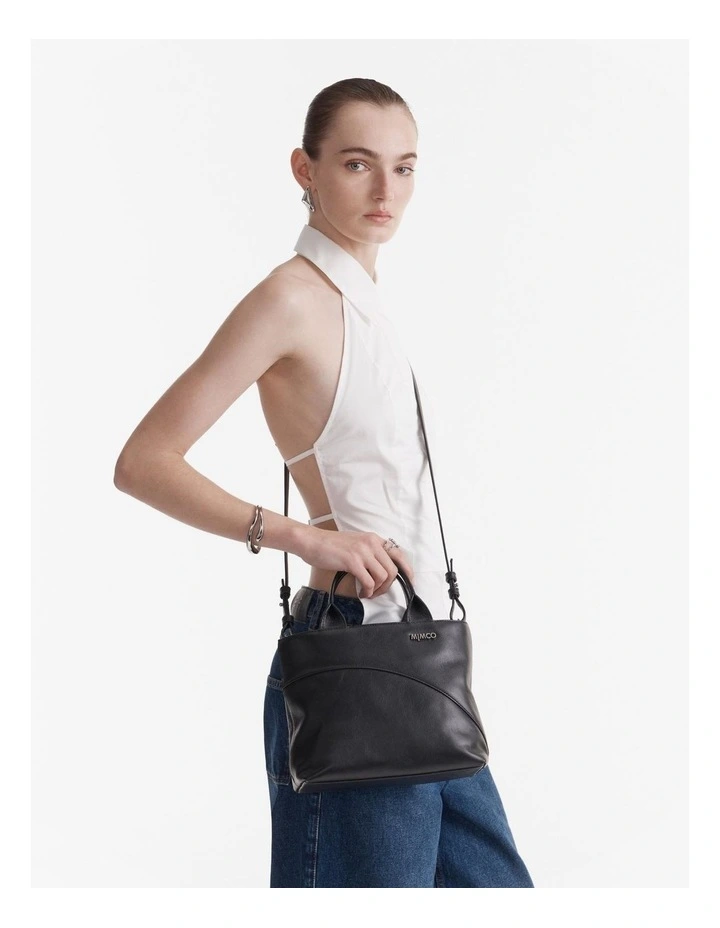 Mimco Solar Mini Tote Bag in Black Silver | MYER
