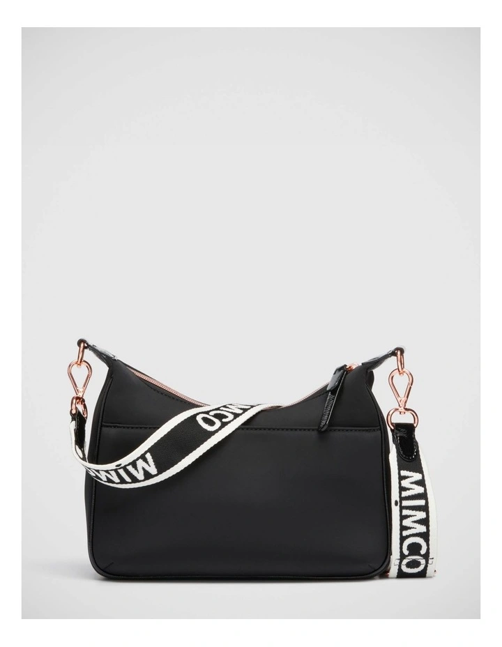 Mimco Serenity Crescent Crossbody Bag in Black Rose Gold | MYER