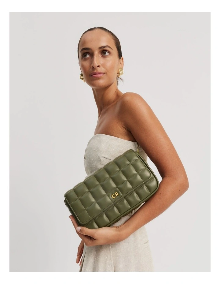 Country Road Quilted Crossbody Bag in Dark Olive | MYER