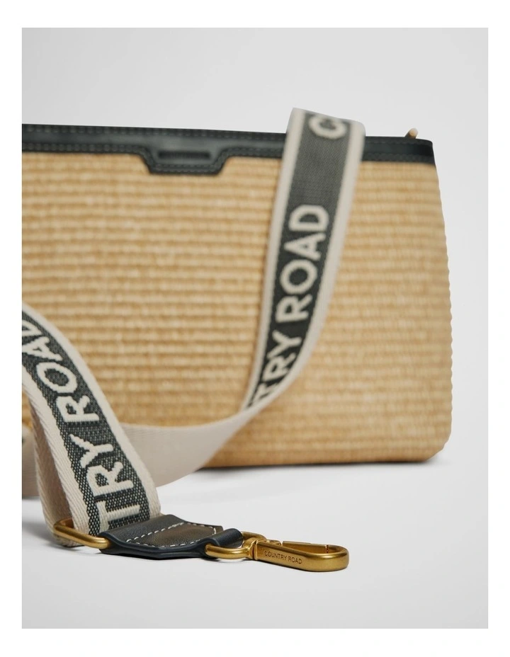 Country Road Branded Raffia Crossbody Bag in Black | MYER