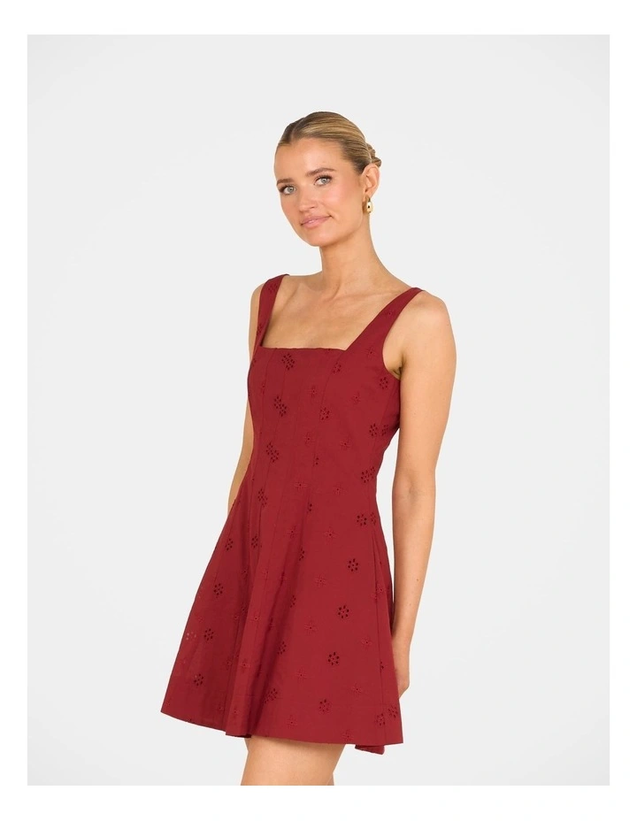 Pilgrim Yin Square Neck Mini Dress in Red | MYER