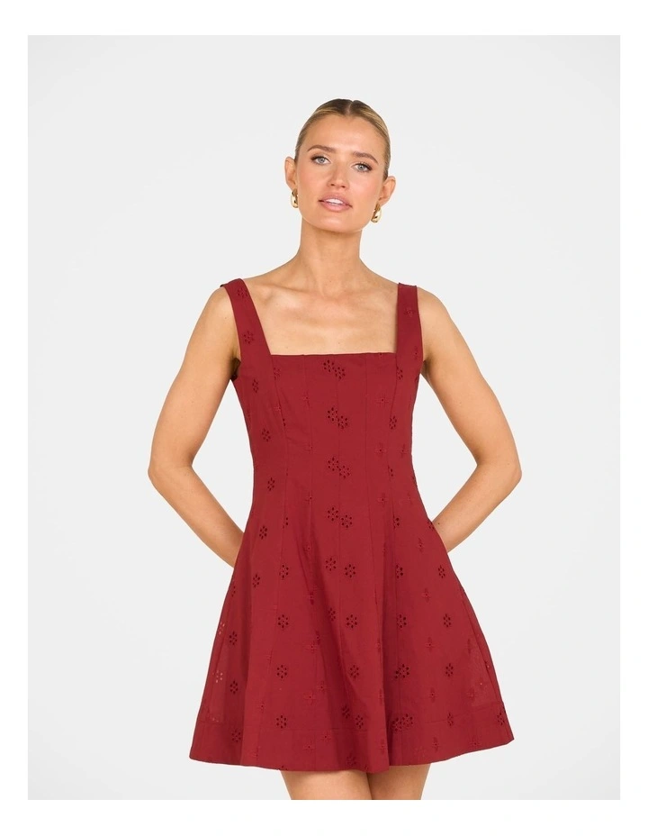 Pilgrim Yin Square Neck Mini Dress in Red | MYER