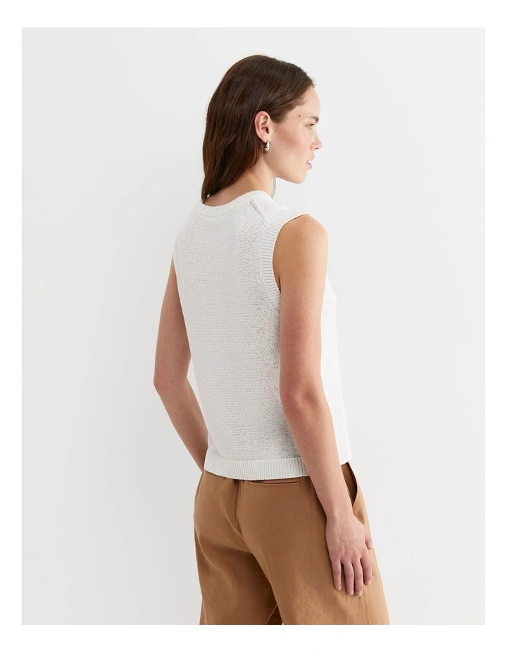 Sportscraft Josie Tape Yarn Vest in White | MYER