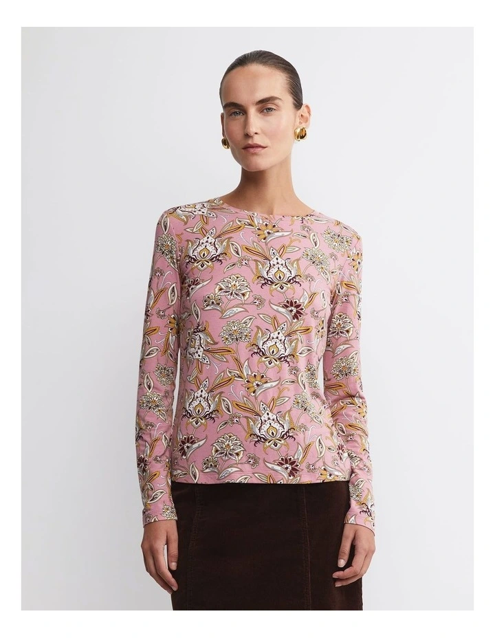 Sportscraft Sue Paisley Long Sleeve Magic Tee in Pink | MYER