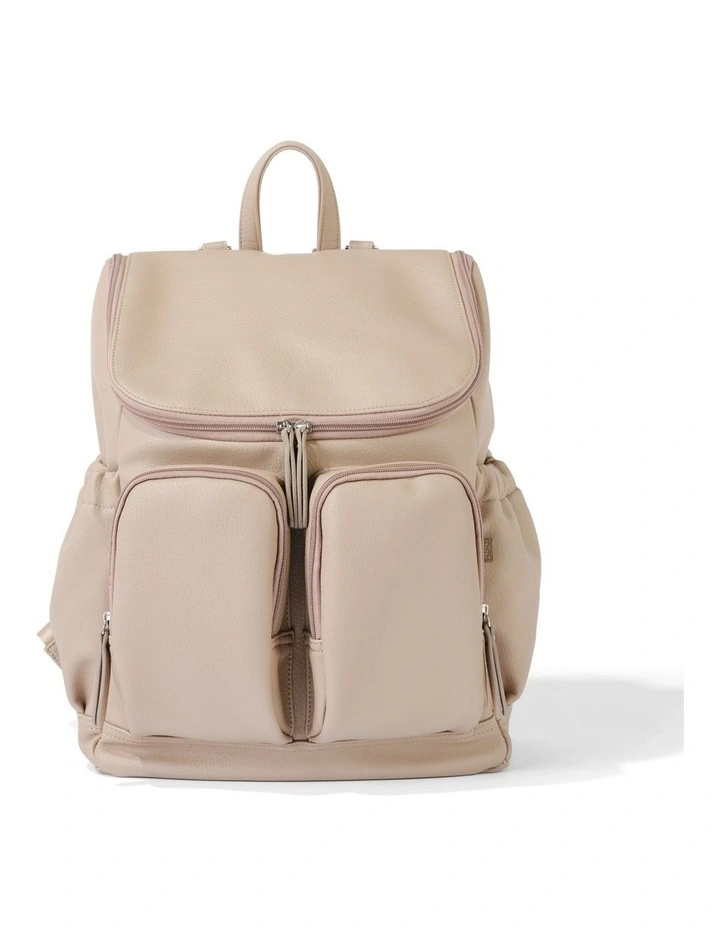 OiOi Signature Vegan Leather Nappy Backpack in Oat Dimple | MYER