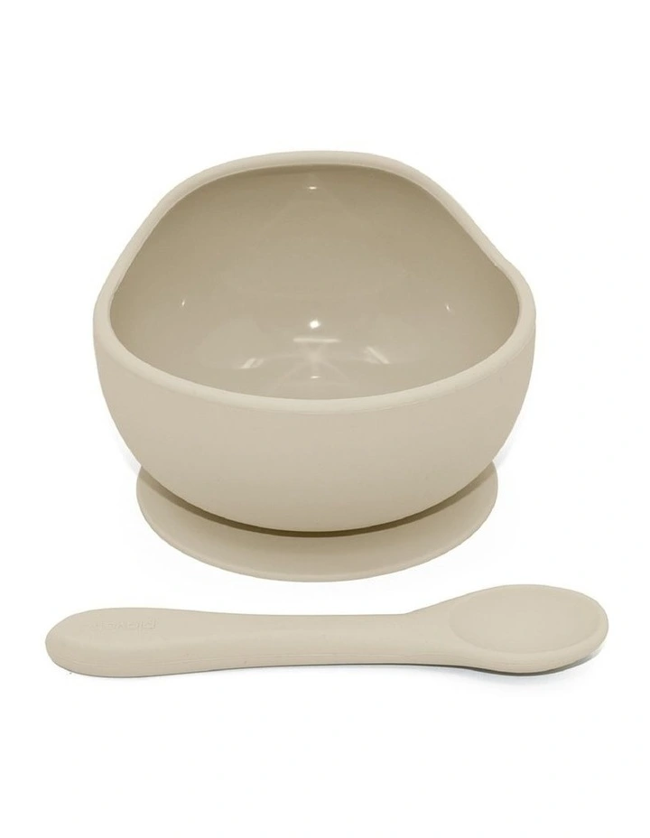 Playette Silicone Bowl & Spoon in Sand | MYER