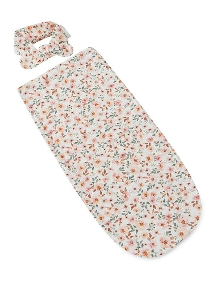 Snuggle Hunny Spring Floral Organic Snuggle Swaddle and Topknot Set in ...