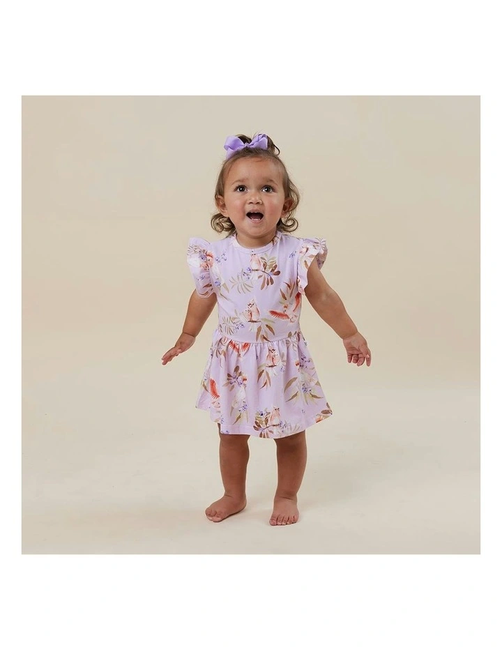 Snuggle Hunny Major Mitchell Short Sleeve Organic Dress in Purple | MYER