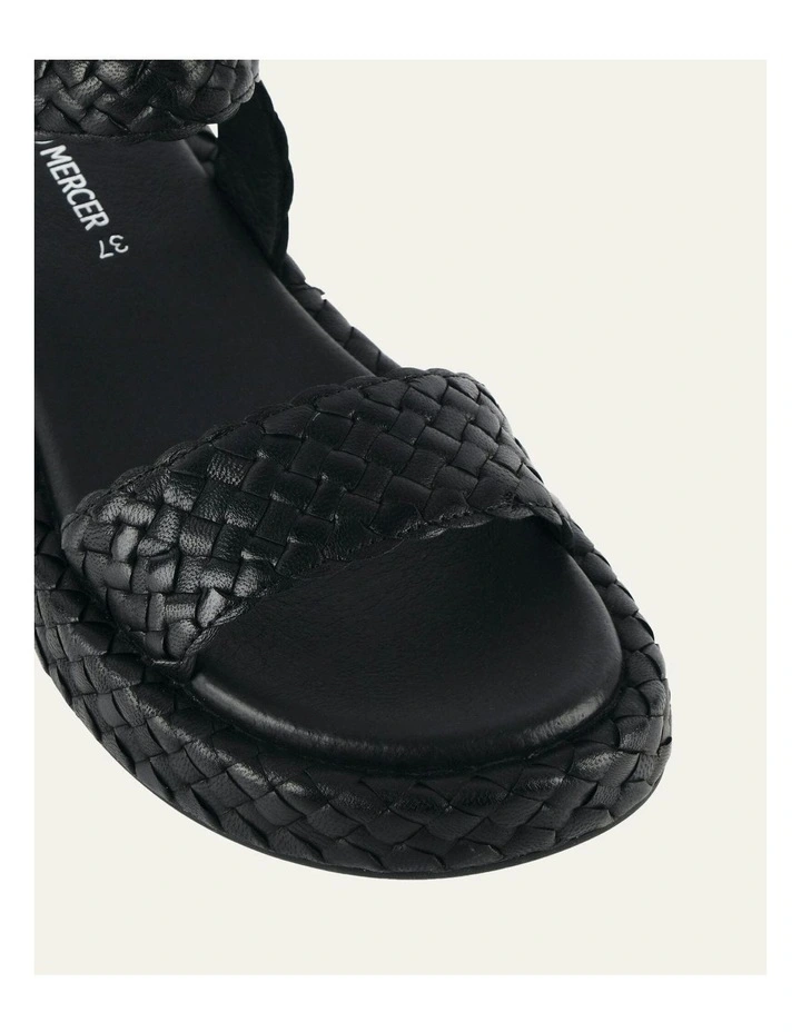 Jo Mercer Leather Poppy Flat Sandals in Black | MYER