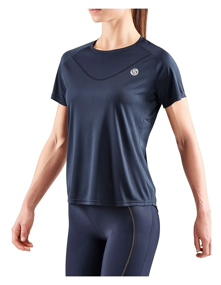 SKINS Series-3 Activewear Short Sleeve Top in Navy Blue | MYER