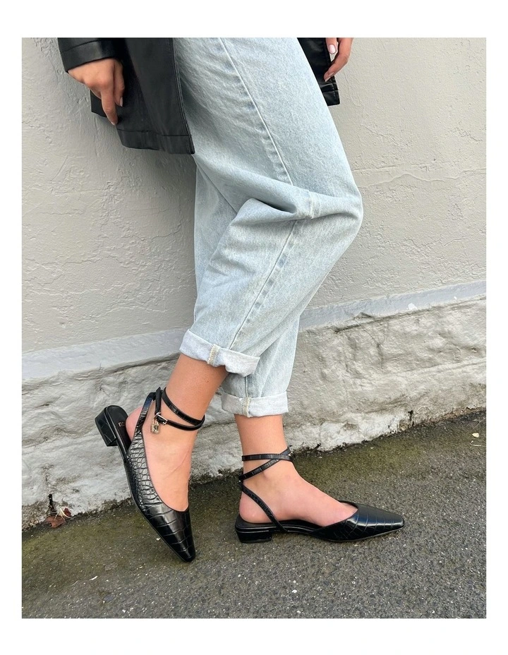 Novo Shoes Caramina Ballet Flat in Black Croc | MYER