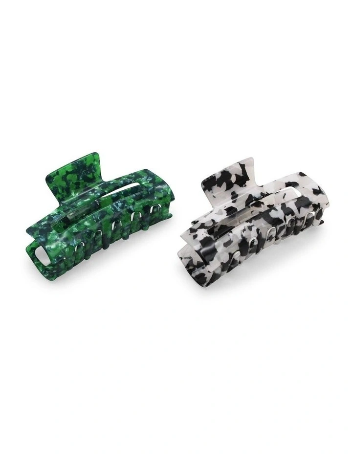 Morgan & Taylor Willa Hair Claw Set in Emerald Mix | MYER