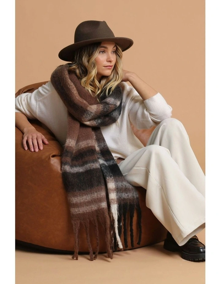 Morgan & Taylor Jessica Woven Check Scarf in Brown | MYER